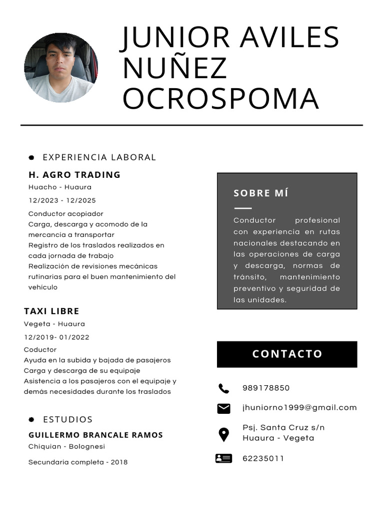 Curriculum Junior Aviles Nuñez Ocrospoma | PDF