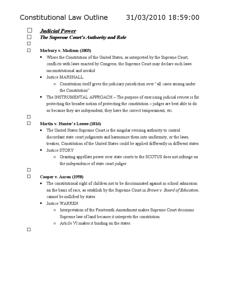 Constitutional Law Outline | PDF | Commerce Clause | Equal Protection ...