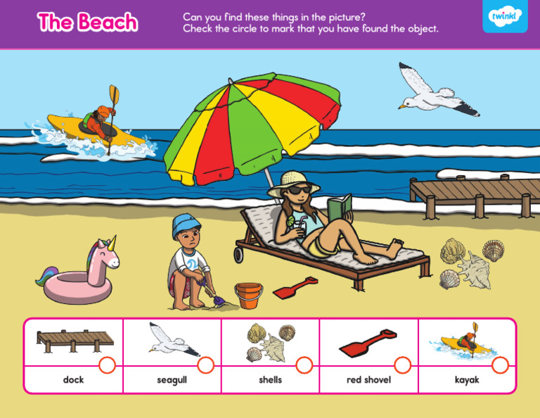 Printable The Beach Can You Find - Picture Activity | PDF