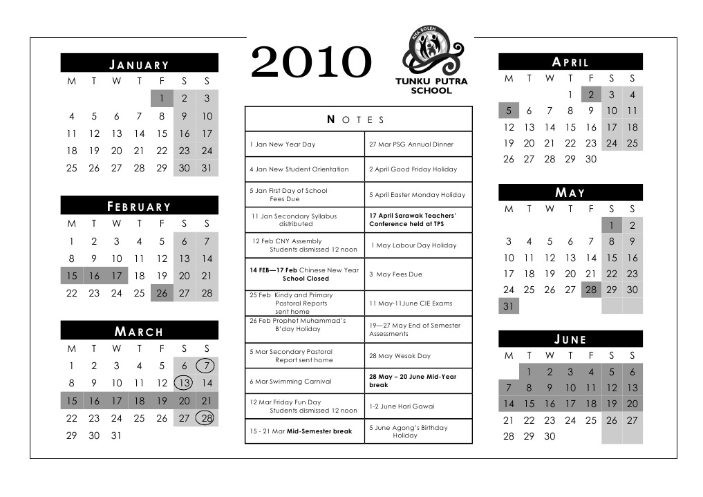 2010 Calendar | PDF