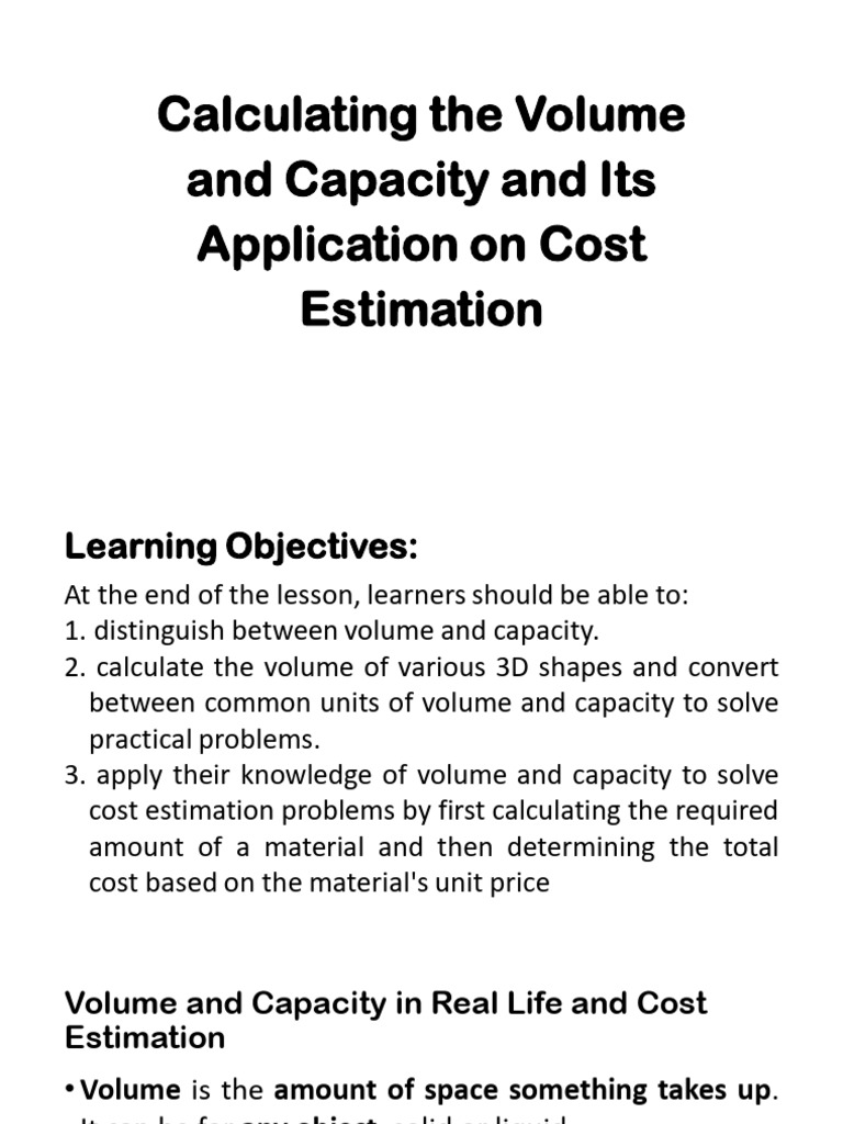 Lesson 8.3 Calculating The Volume and Capacity and Its Application ...