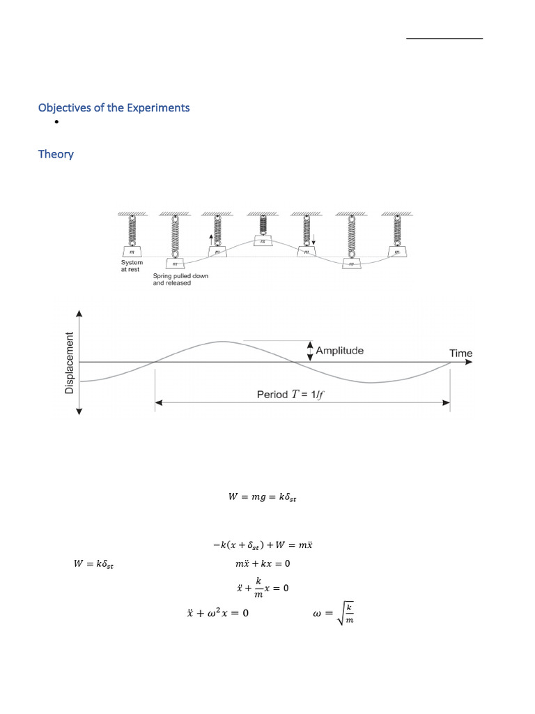 Free Vibration Spring Mass System Spring Effect | PDF | Oscillation | Force