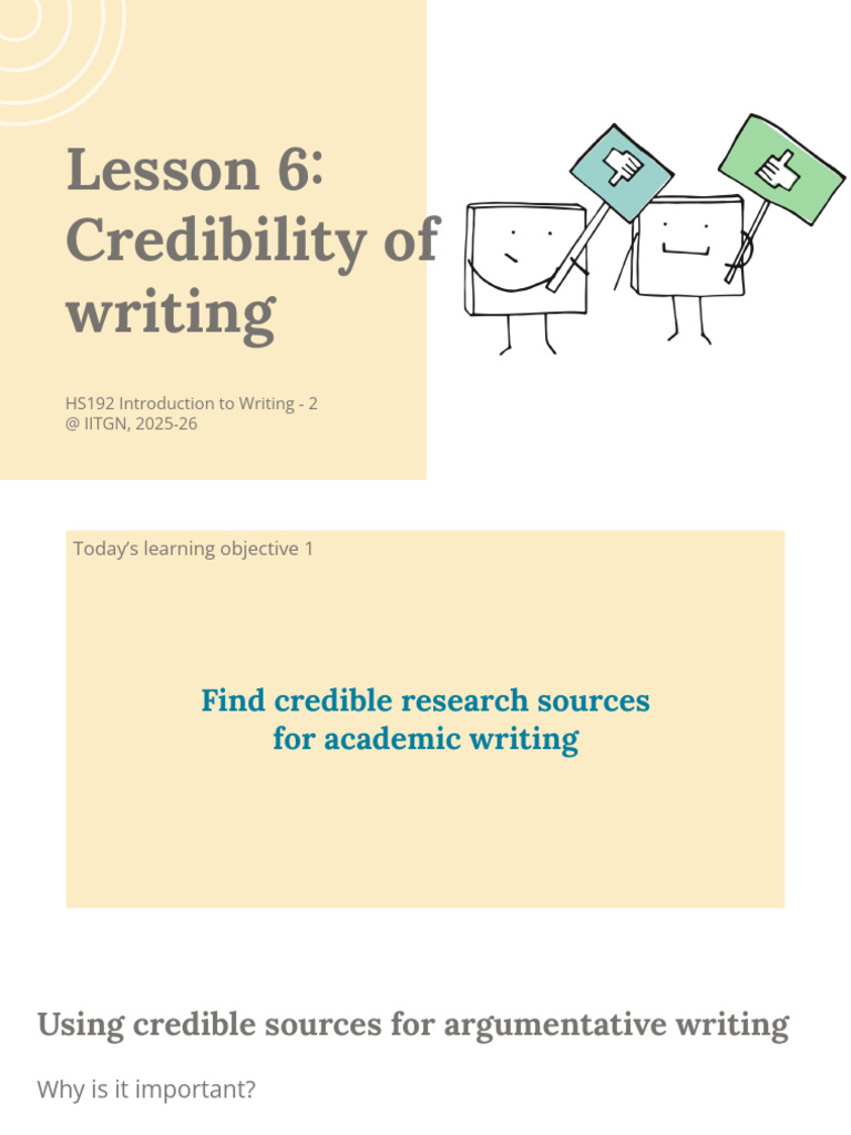 HS192!25!26 Lesson06 Credibility of Writing | PDF | Credibility ...