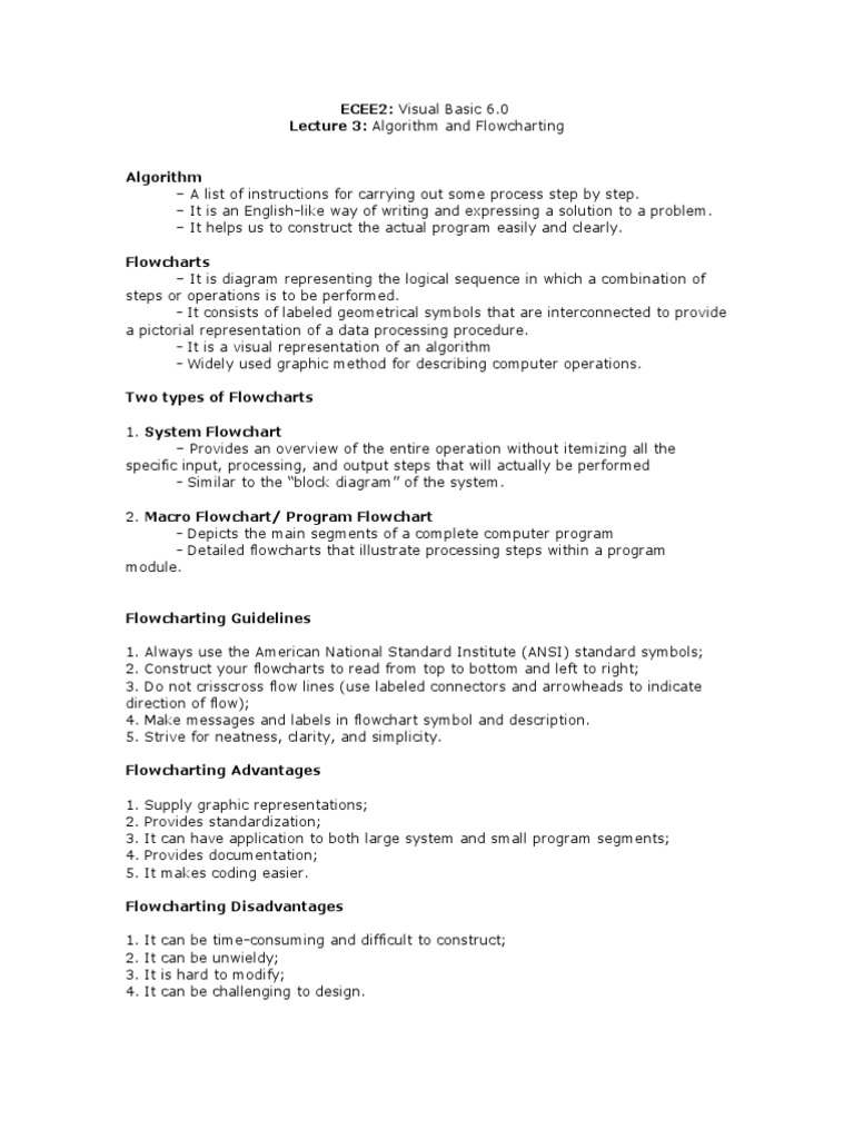 ECEE2 - Lecture 3 - Flowcharting | PDF | Computer Program | Programming