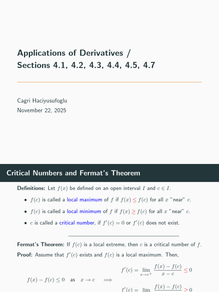 Applications of Derivatives | PDF | Mathematics | Mathematical Analysis