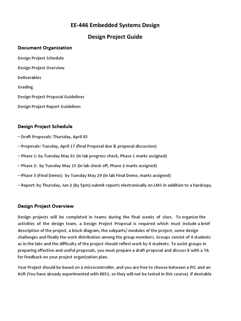 EE-446 Embedded Systems Design Design Project Guide: Document ...
