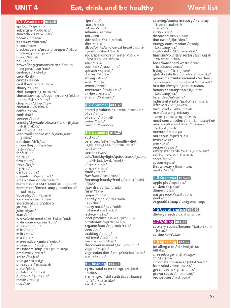 Vocabulary Unit 4 | PDF