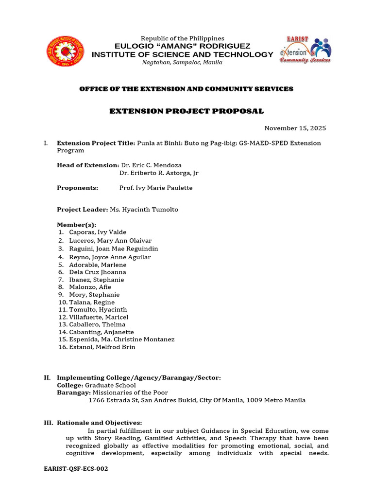 PUNLA at BINHI Extension Project Proposal | PDF