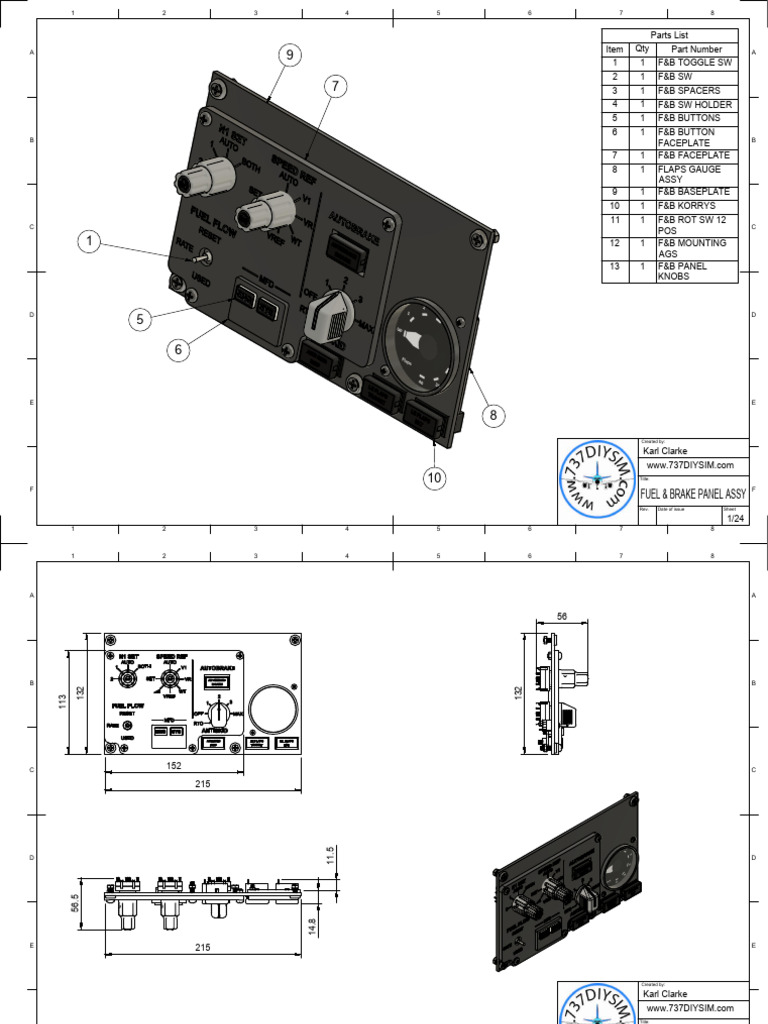 Fuel & Brake Panel Assy Drawing v2 | PDF