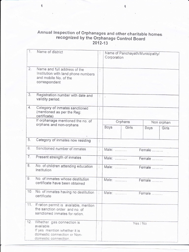 Orphanage Inspection Report | PDF