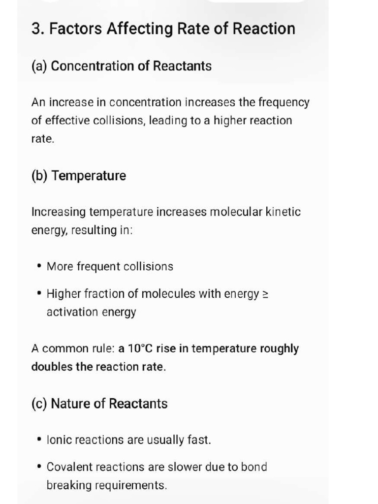 Factor Affecting Rate of Reaction | PDF