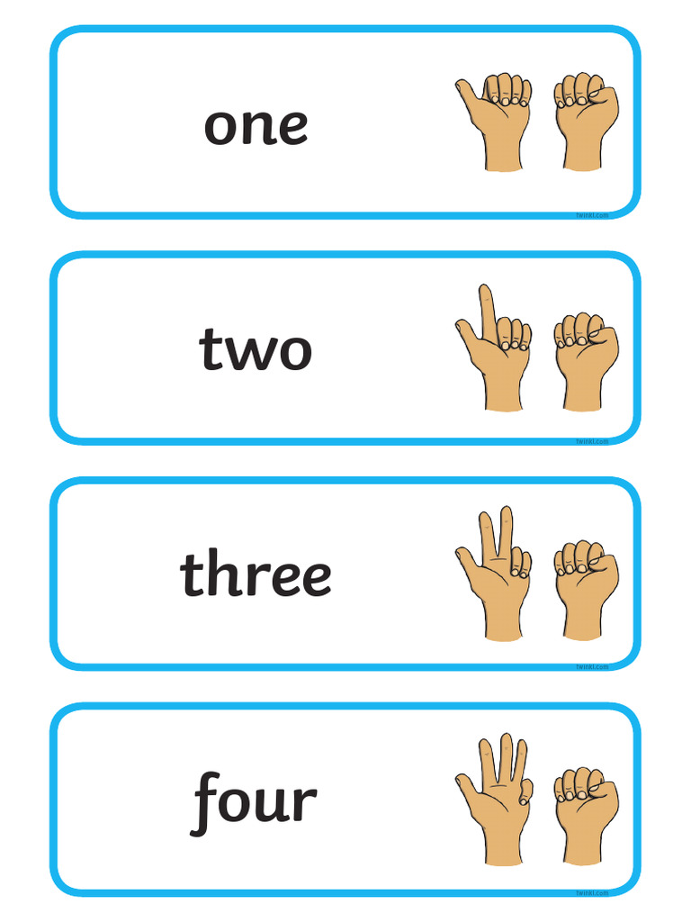 Finger Counting To Ten Word Cards | PDF