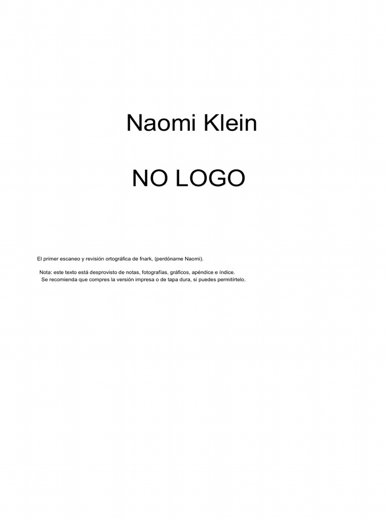 No Logo - Klein, Naomi (1) | PDF | Marca | Publicidad