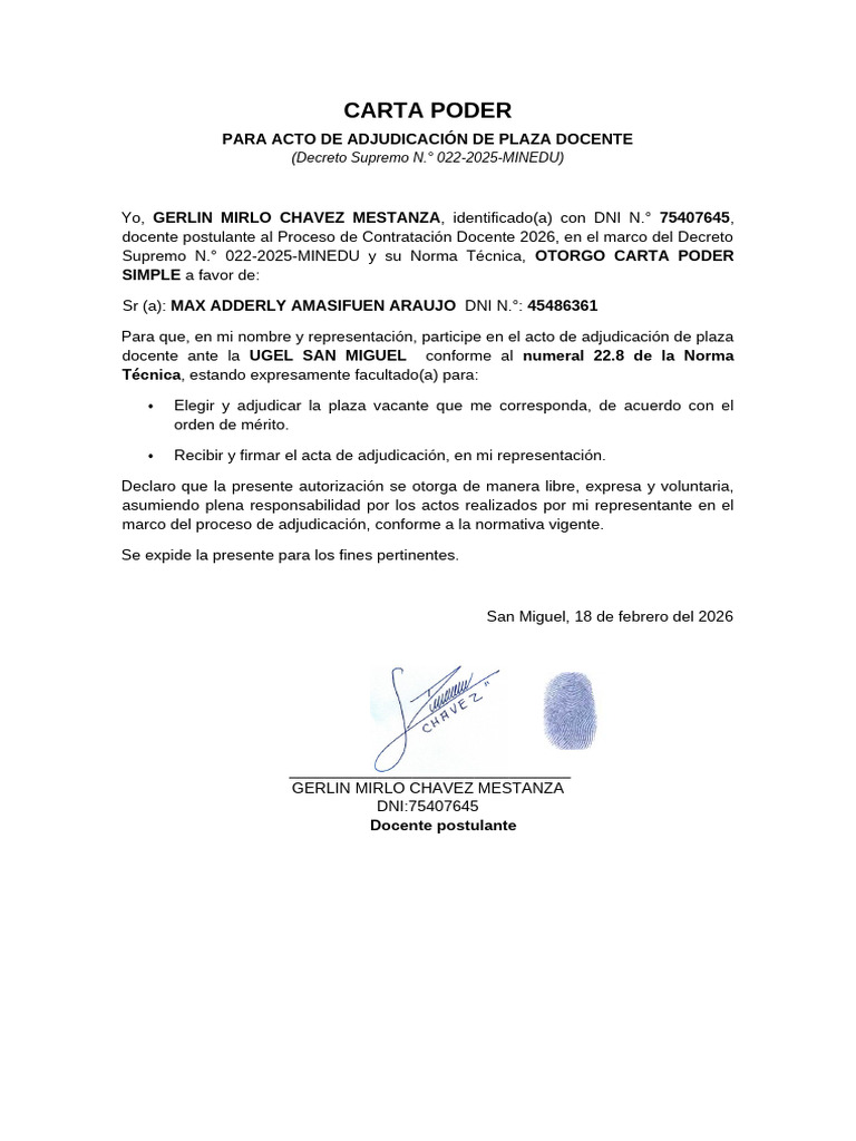 Carta Poder Gerlin | PDF