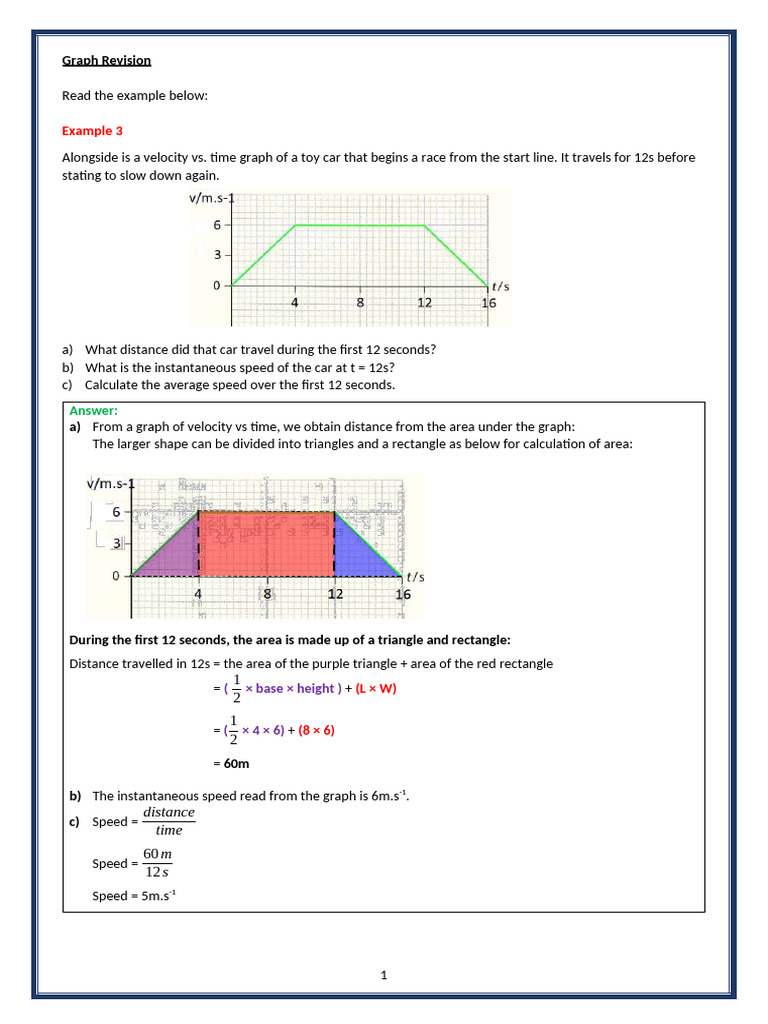 Graphs of Motion Exercises | PDF | Velocity | Speed