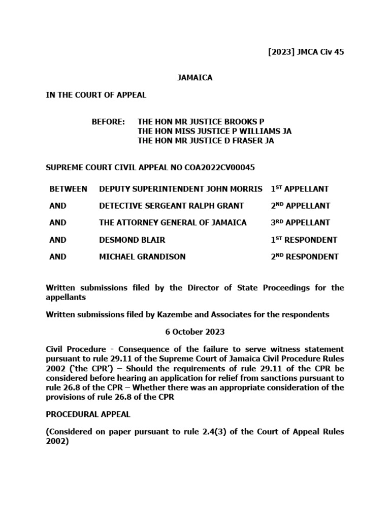 Deputy Supt Morris (John) Et Al V Blair (Desmond) and Anor | PDF ...