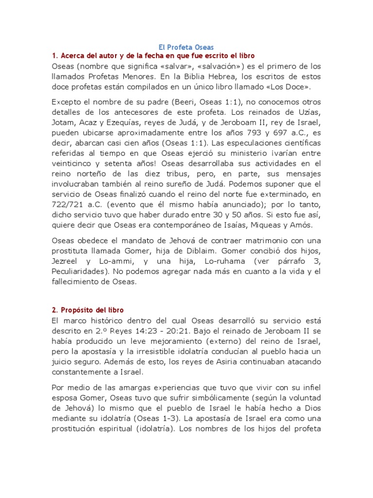 El Profeta Oseas Pdf Libro De Rut Daniel Figura Bíblica