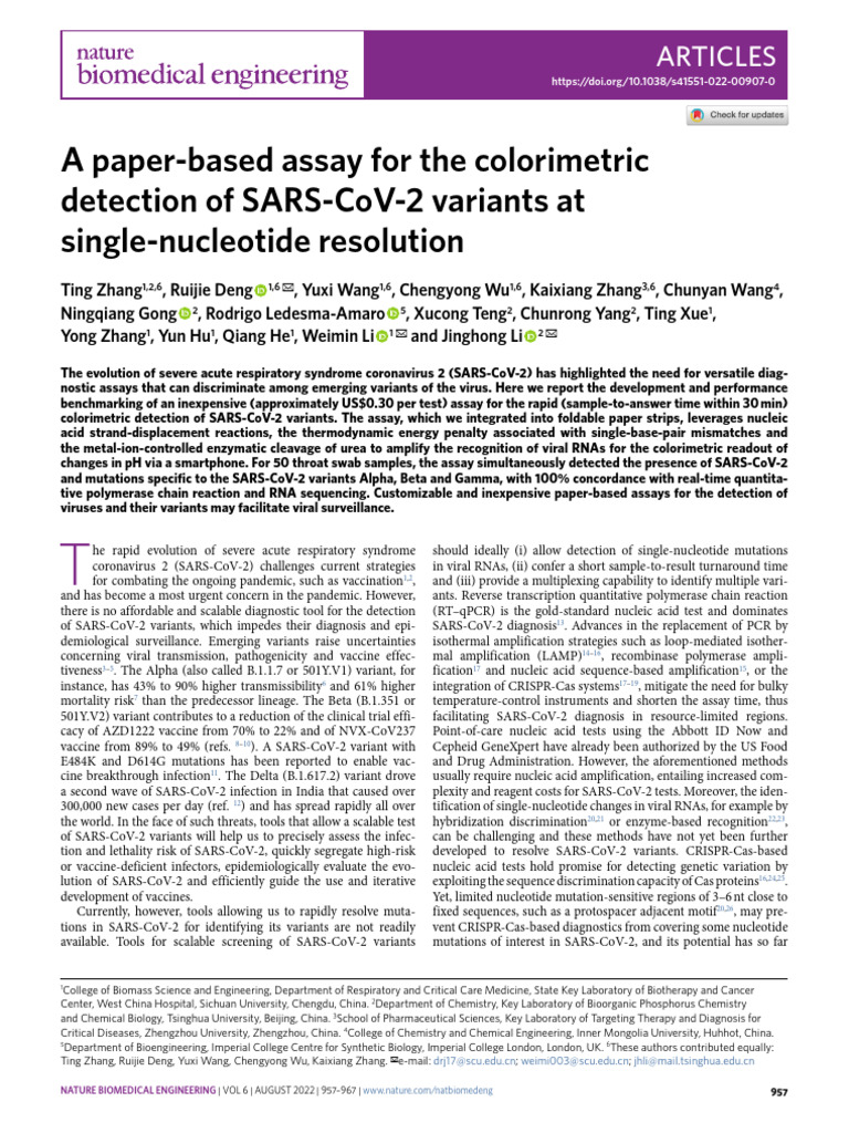 Zhang Et Al. - 2022 - A Paper-Based Assay For The Colorimetric ...
