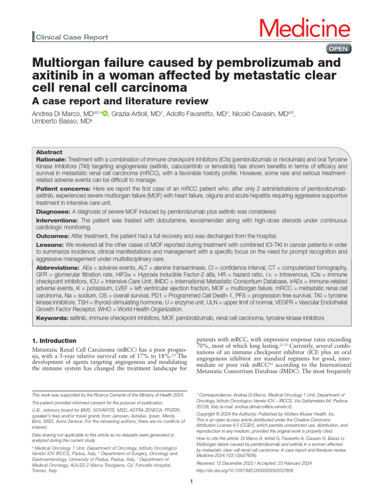 Multiorgan Failure Caused by Pembrolizumab And.27 | PDF | Clinical ...