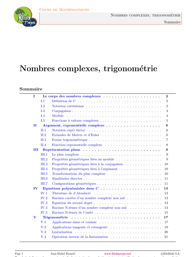 Formule de Moivre et Nombres Complexes | PDF | Ordinateurs