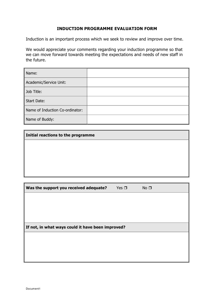 Induction Programme Feedback Form | PDF | Career & Growth