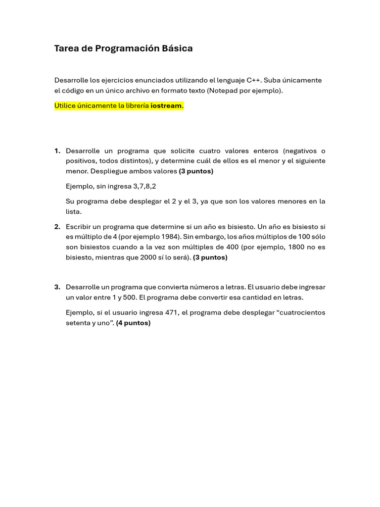 Tarea 1 de Programación Básica | PDF