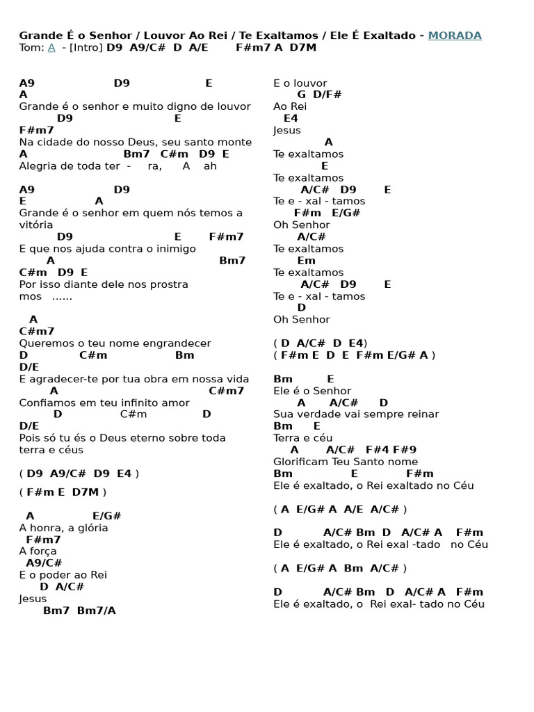 Morada - Grande É o Senhor Medley | PDF | Céu | Crença e doutrina religiosa