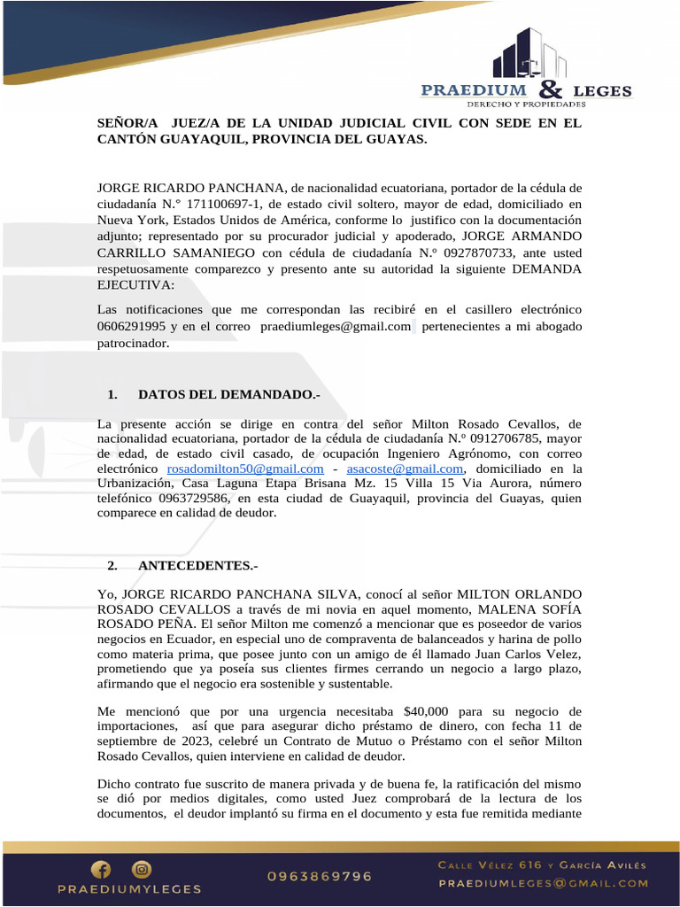 Ejecutivo Panchana Cobro | PDF