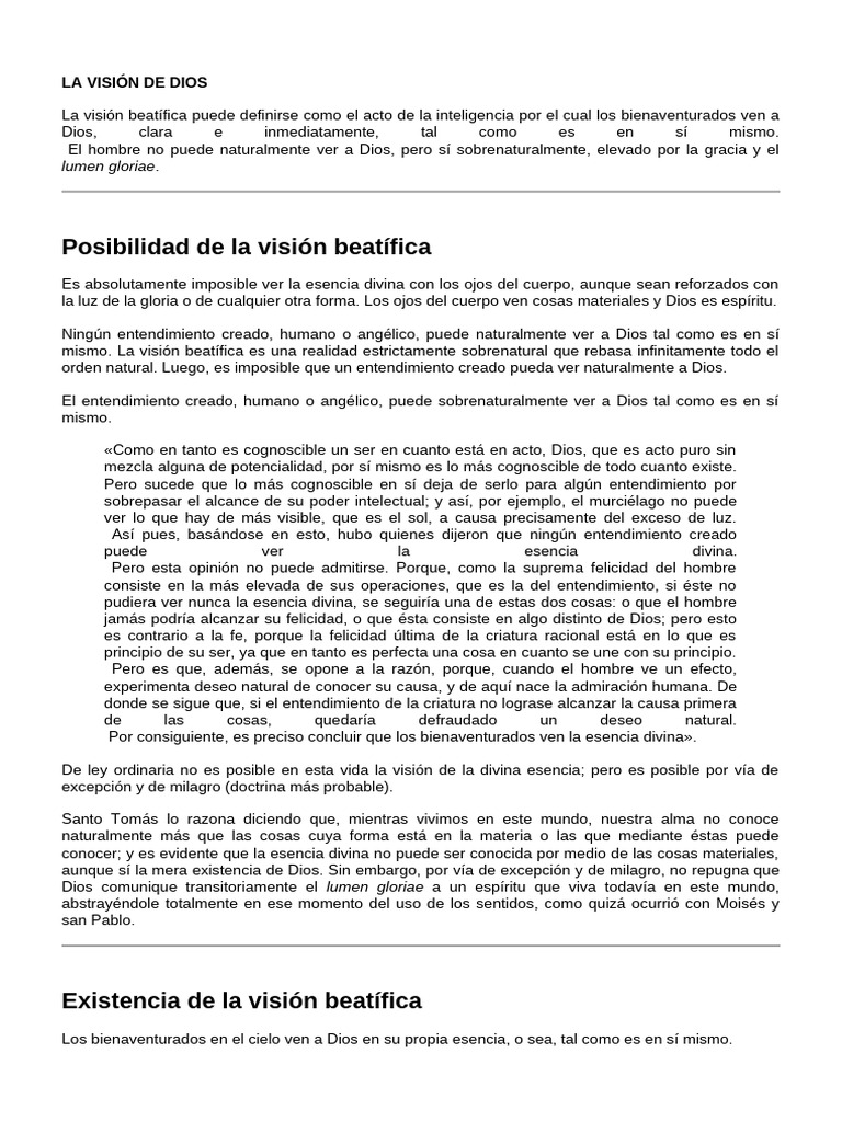 La Visión de Dios | PDF | Esencia | Tomás de Aquino