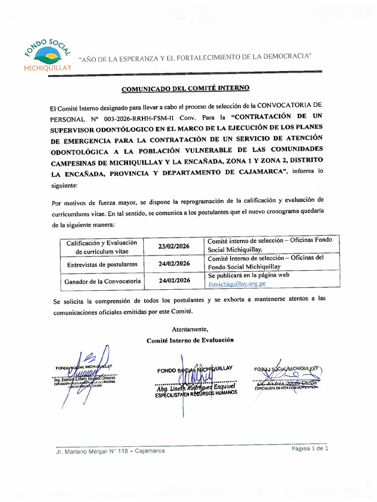 Comunicado de Comite Interno | PDF