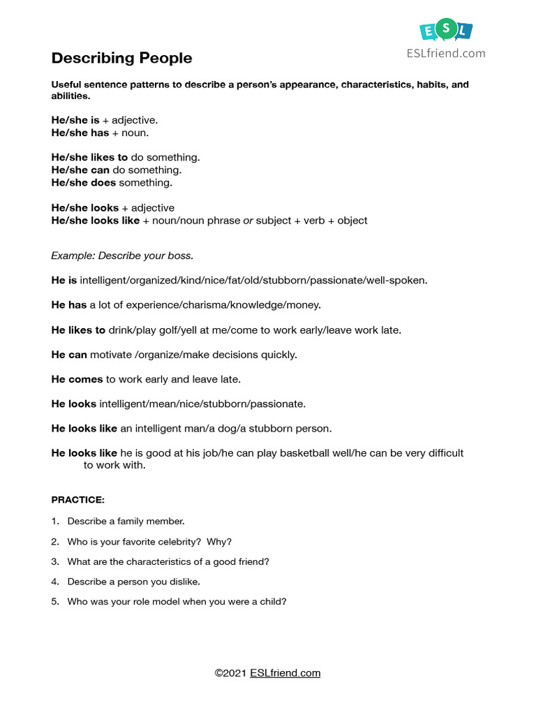 Describing People | PDF