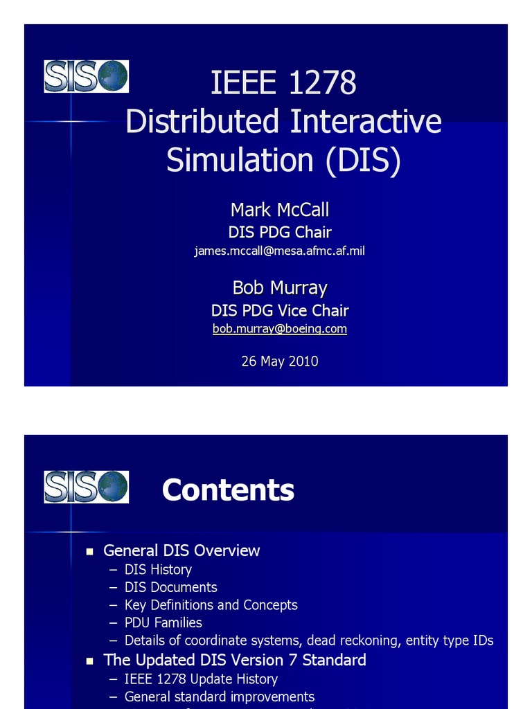 DIS Overview V7info PDF | PDF | Communications Protocols | Simulation