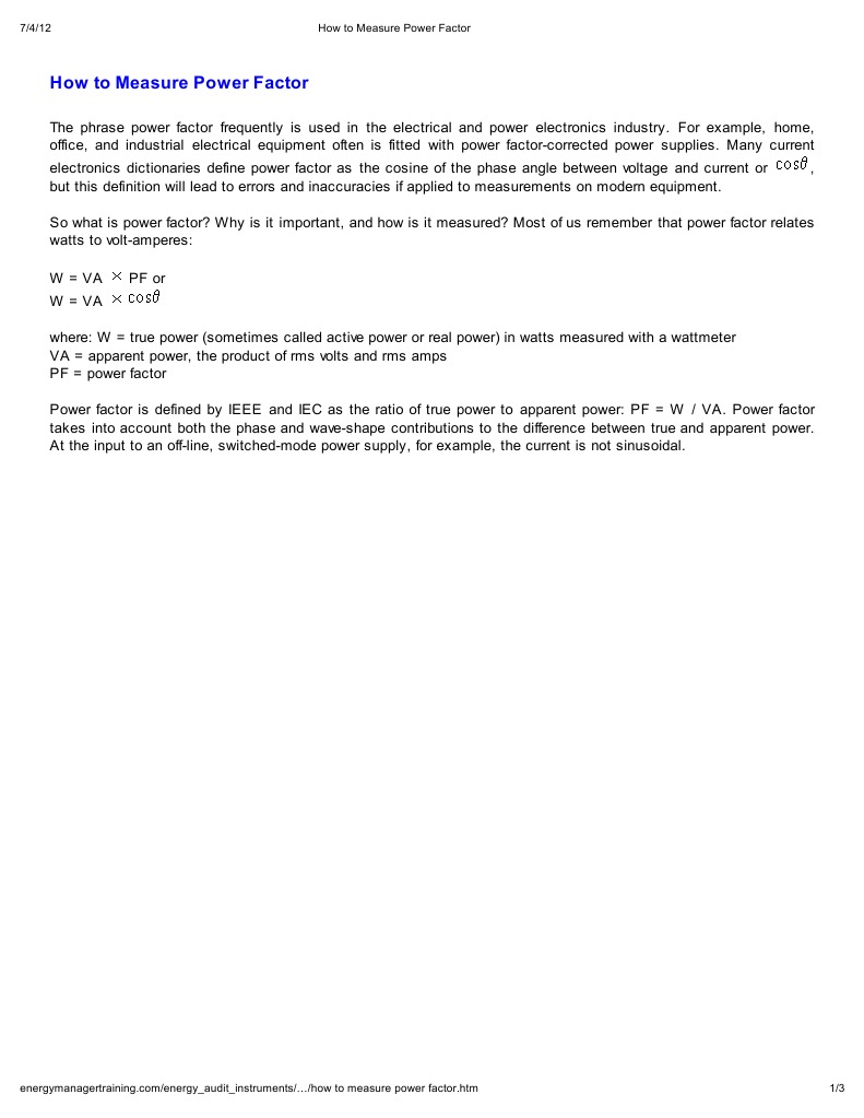 How To Measure Power Factor PDF Ac Power Electronic Engineering