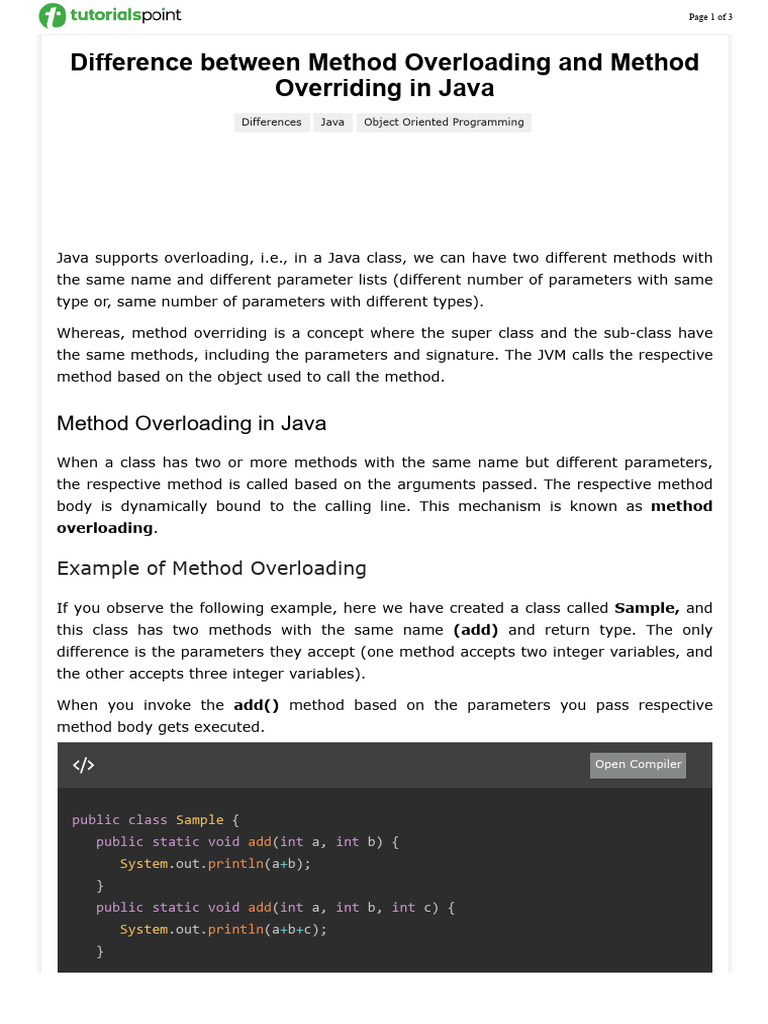 Difference Between Method Overloading and Method Overriding in Java ...
