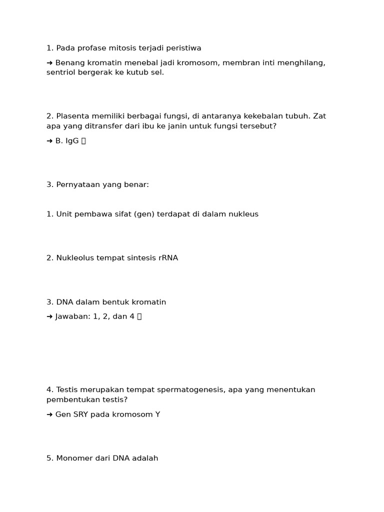 Soal Uts Biologi Sel Errika | PDF