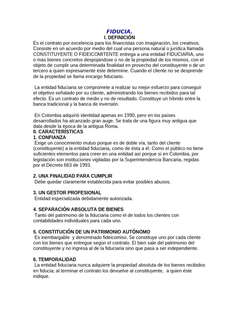 FIDUCIA | PDF | Inversiones | Economias