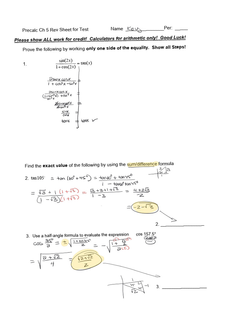 Rev Sheet For CH 5 Test Solutions | PDF