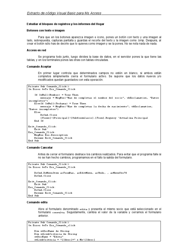Man - Código Access | PDF | Tabla (base de datos) | Básico