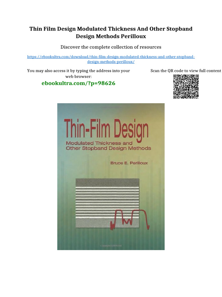 Thin Film Design Modulated Thickness and Other Stopband Design Methods ...