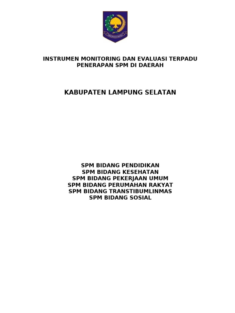 Instrumen Monev Penerapan SPM 2020 Kab Kota (Finalisasi) | PDF