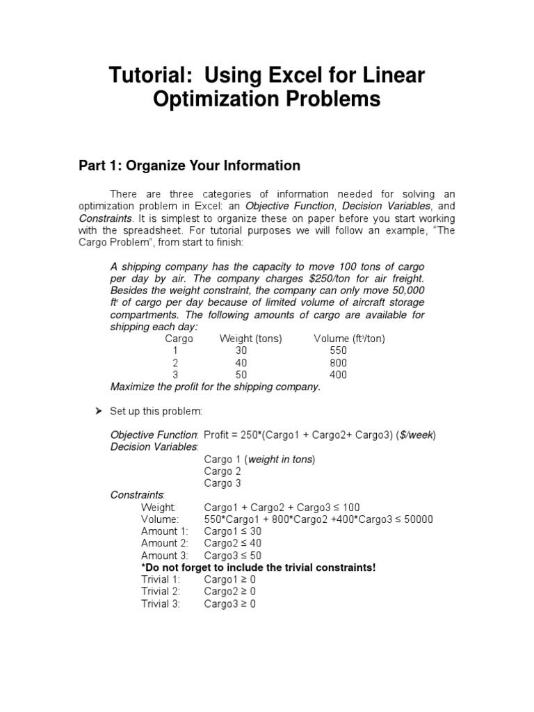 Excel Solver Tutorial | Download Free PDF | Mathematical Optimization | Microsoft Excel