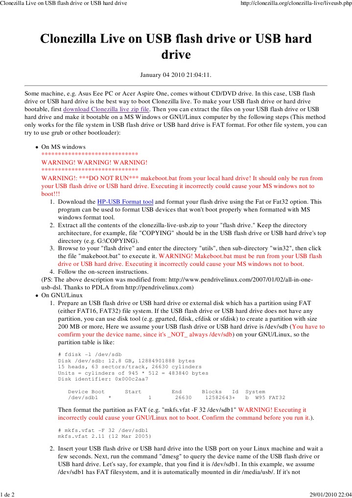 Clonezilla Live On USB | PDF | Usb Flash Drive | Booting