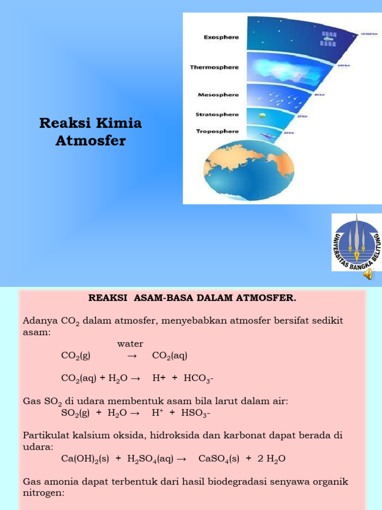 Kimia Atmosfer (Reaksi Kimia Atmosfer) | PDF