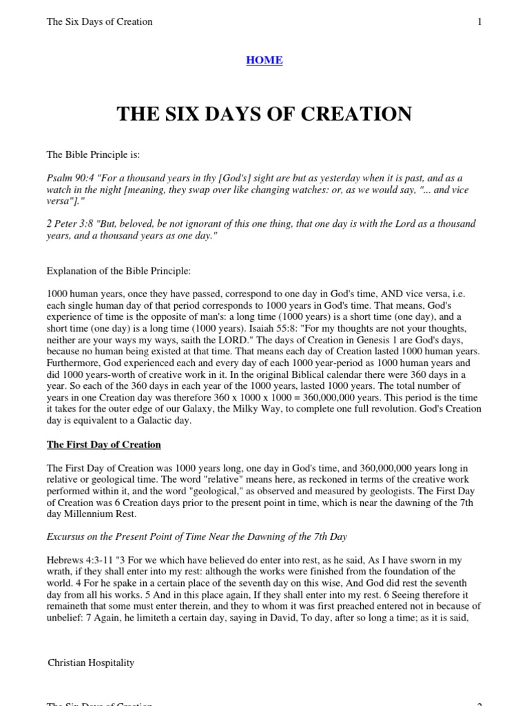 6 Days Creation Pdf