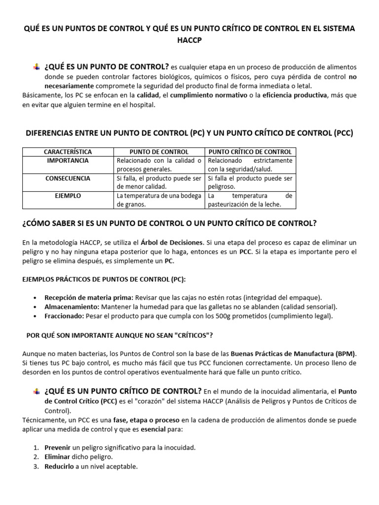 Qué Es Un Puntos de Control y Qué Es Un Punto Crítico de Control en El ...