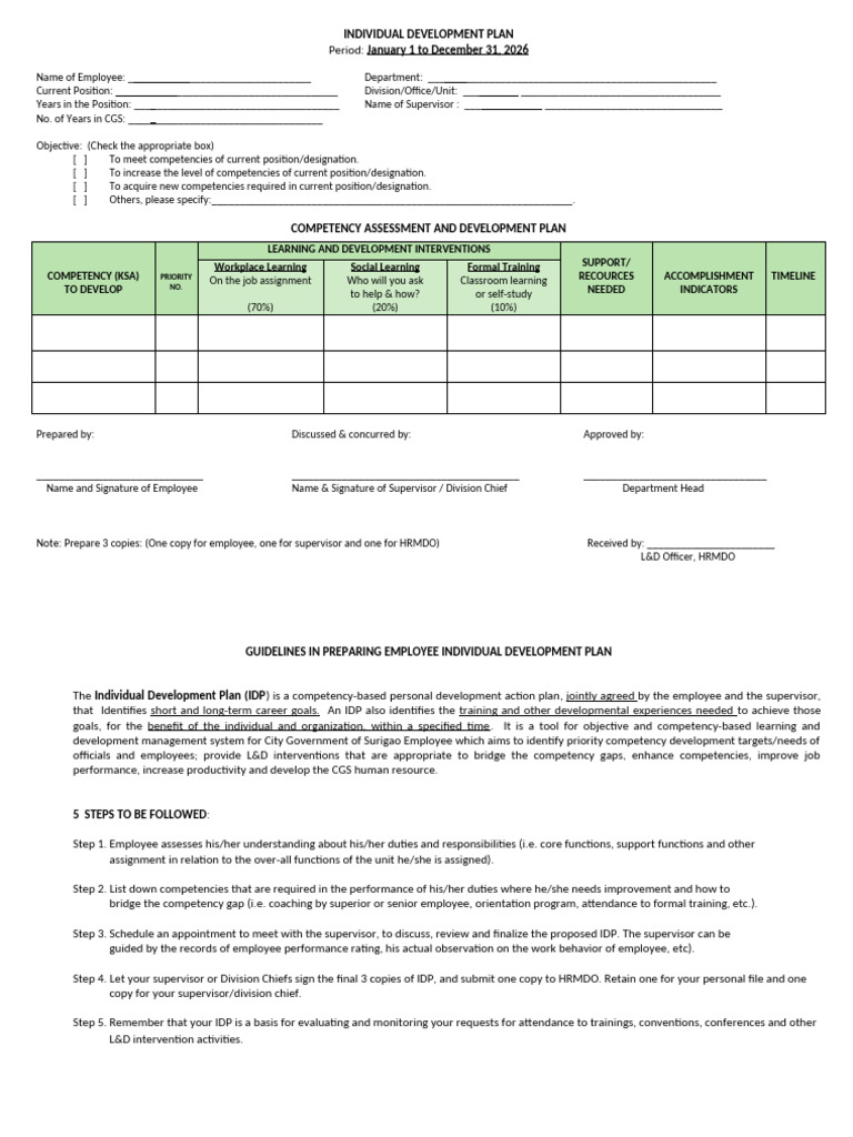 Individual Development Plan LD Form | PDF | Supervisor | Behavior ...