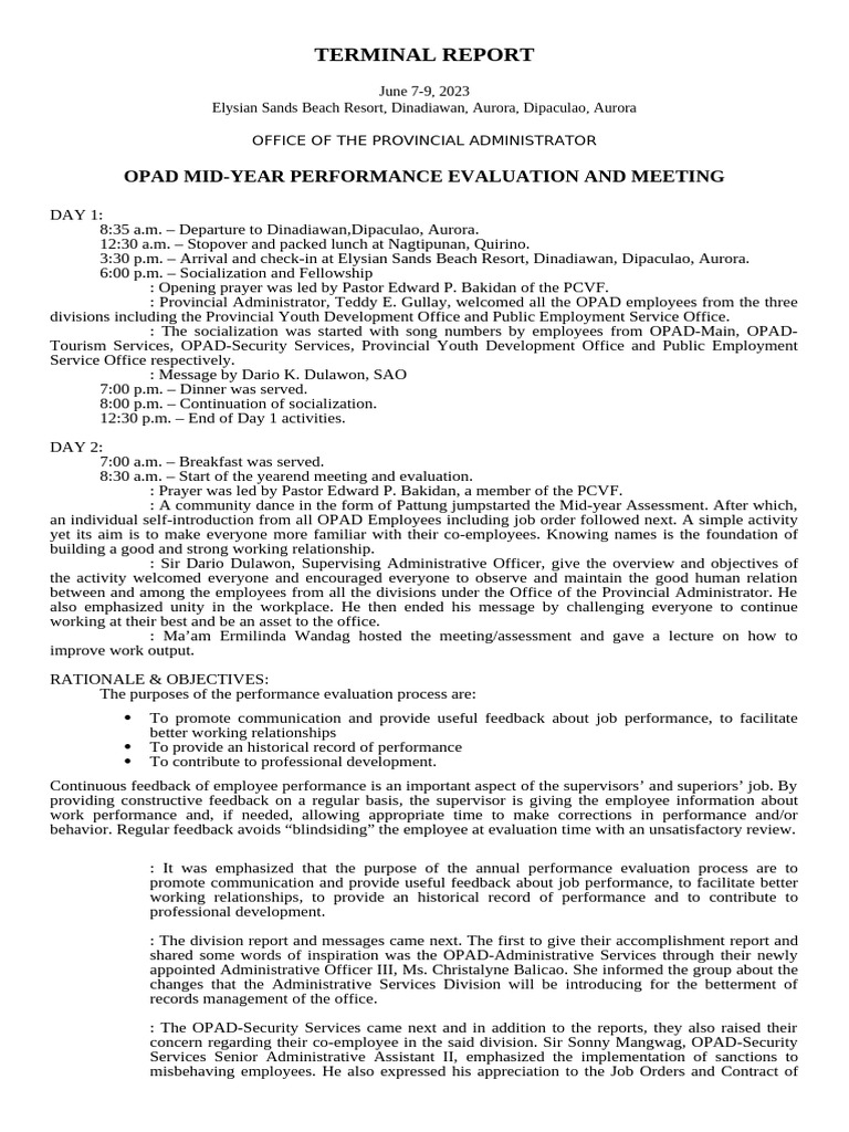 Terminal Report Mid Year Assessment June 2023 | PDF | Performance ...