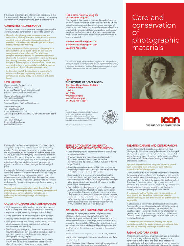 Care and Conservation of Photographic Materials: Consulting A ...