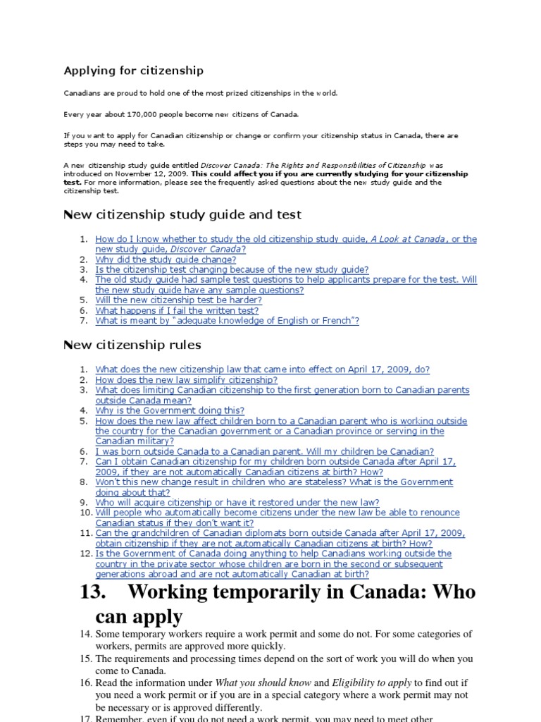 Canadian Citizenship Application Guide | PDF | Travel Visa | Citizenship