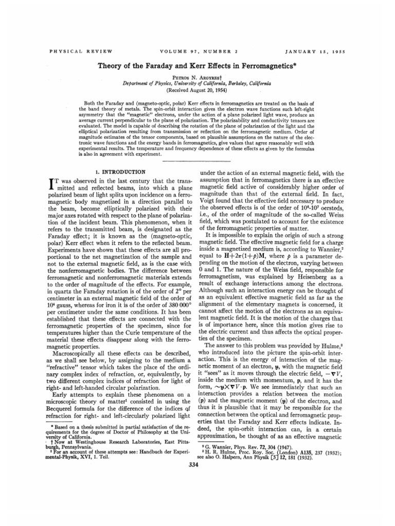 Faraday and Kerr Effects in Ferromagnetics | PDF | Polarization (Waves ...